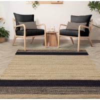 Wohnzimmerteppich aus reiner Jute schwarz 120x170 cm Banyan | Maisons ...