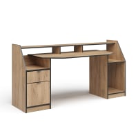 Bureau 2 tiroirs en noyer et verre Giorgio | Maisons du Monde