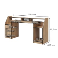 Bureau 2 tiroirs en noyer et verre Giorgio | Maisons du Monde