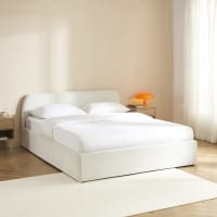 Cama arcón 160x200 en tejido chenilla beige, base incluida Marcy ...
