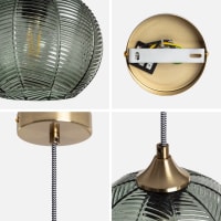 Lámpara colgante de interior led, interior de cristal, ø15cm, verde ...