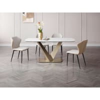 Mesa de comedor cristal templado gris, blanco Porelima | Maisons du Monde