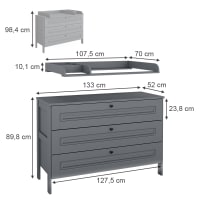 Table à langer avec plan à langer gris/artisan 108x98cm | Maisons du Monde