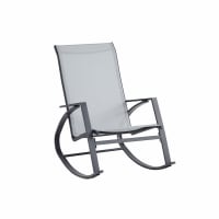 Transat pliant réglable en acier avec coussin noir et gris | Maisons du ...