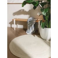 Alfombra redonda yute y algodón beige círculo blanco 70x70 cm Funny ...