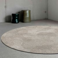 Tapis salon et chambre tissé plat Diam 140 cm Beige Meditation coral ...