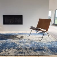 Alfombra azul, redonda y lavable en interior/exterior, diámetro 240cm ...