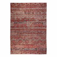 Vintage-Teppich 70er Jahre mit geometrischem Muster Rot 80x140 Groovy ...