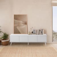 Meuble tv 160cm en mélamine blanc Calyo | Maisons du Monde