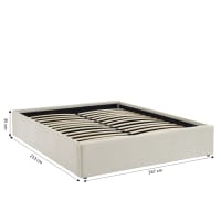 Cama con canapé 160x200, tejido de lino beige, somier incluido Korall ...