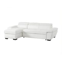 Canapé d'angle cuir 4 places blanc Jonova | Maisons du Monde