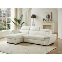 Canapé d'angle cuir 4 places blanc Jonova | Maisons du Monde