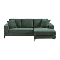 4 plazas sofá modular esquinero izquierda verde terciopelo Evja ...