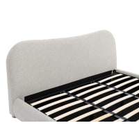Lit coffre 180 x 200 cm en tissu chenille - crème Setana | Maisons du Monde