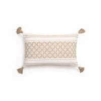 Funda de cojín tejido rombos color beige. Algodón y poliéster(45x45 ...