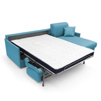 Canapé d'angle modulable petit velours côtelé 4 places bleu gauche ...