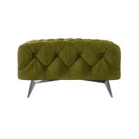 Repose-pieds rond imitation laine beige et pieds acier Fintry | Maisons ...