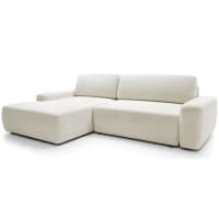 Canapé d'angle convertible velours côtelé 4 places beige droit Mirea ...