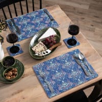 Lot de 4 - Set de table en vinyle bleu motif bord de mer 39x39 cm Mix ...