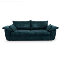 Canapé droit petit velours côtelé 3 places bleu Octave | Maisons du Monde