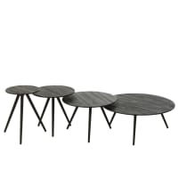 lot de tables basses gigognes en teck recyclé brossé et métal noir Dili ...