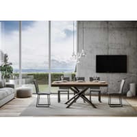 Mesa extensible 90x160/420 cm efecto madera roble natural, hierro Proxy ...