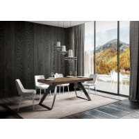 Mesa extensible 90x160/420 cm efecto madera roble natural, hierro Proxy ...