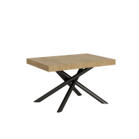 Mesa extensible 90x160/420 cm efecto madera roble natural, hierro Proxy ...