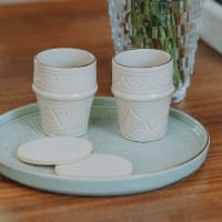 Plateau rond en métal bleu D35 SOLLIES | Maisons du Monde