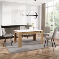 Ausziehtisch 90x120/380 cm in Holzoptik Esche weiß, Eisen Bridge ...