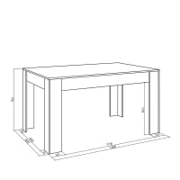 Ausziehtisch 90x120/380 cm in Holzoptik Esche weiß, Eisen Bridge ...