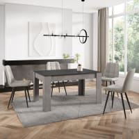 Tavolo da pranzo effetto legno cemento e nero 140x90x76cm Exo | Maisons ...
