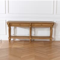 Console style shabby chic en chêne, double plateau marron Eugenie ...