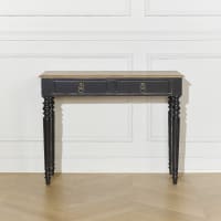 Console style shabby chic, plateau en chêne, 2 tiroirs blanc Anglois ...