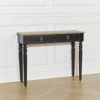 Console style shabby chic, plateau en chêne, 2 tiroirs blanc Anglois ...