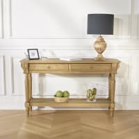 Console style shabby chic en chêne, double plateau marron Eugenie ...