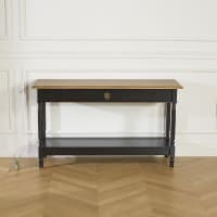 Console style shabby chic, plateau en chêne, 1 tiroir blanc Markus ...