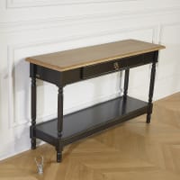 Console style shabby chic, plateau en chêne, 1 tiroir blanc Markus ...