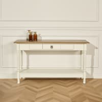 Console style shabby chic, plateau en chêne, 1 tiroir blanc Markus ...