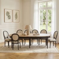 Table ronde en chêne 1 rallonge 4/6 couverts blanc Ariane | Maisons du ...