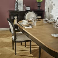 Table ronde en chêne 1 rallonge 4/6 couverts blanc Ariane | Maisons du ...