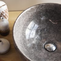 Lavabo redondo de mármol gris claro ∅ 33 cm Pia | Maisons du Monde