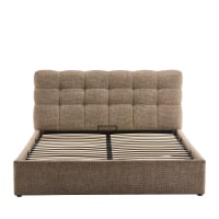 Lit 180 x 200 cm en tissu bouclette - écru Olbia | Maisons du Monde