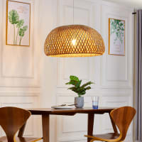 Suspension fleur en métal et rotin tressé noir ANDENE | Maisons du Monde