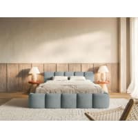 Lit rembourré en velours 180x200 cm, Gris Flumia | Maisons du Monde