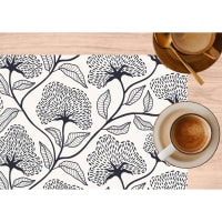 Lot de 6 sets de table motifs ginkgo beige et noir 28 x 43 cm Cassia ...