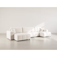 Canapé panoramique 7 places En U en Tissu Taupe Nicole | Maisons du Monde