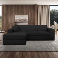 Canapé d'angle droit 4 places en tissu chenille noir Kaelle | Maisons ...