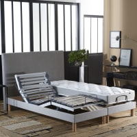 Ensemble électrique matelas mémoire de forme gris 90x190 | Maisons du Monde