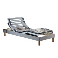 Lit électrique relaxation multi-lattes lisse beige 90x190 | Maisons du ...
